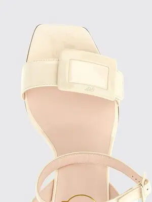 ROGER VIVIER Belle Vivier Wedge Sandals In Patent Leather - White