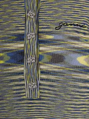 GANNI Recycled Knit Abstract Pattern Polo Shirt - Yellow