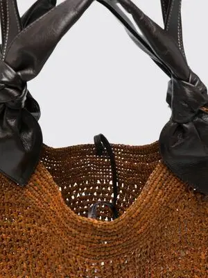 Hereu Fonol Crochet Raffia And Nappa Leather Bag - Brown