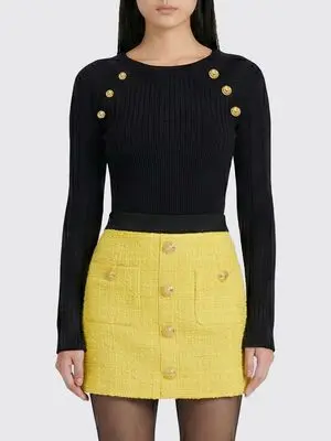 Balmain Ribbed Sweater With Button Detailing - Black