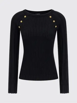Balmain Ribbed Sweater With Button Detailing - Black