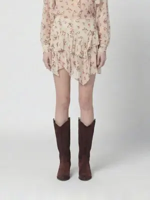 Isabel Marant Étoile Floral Print Ruffled Mini Skirt - Beige