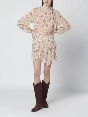 Isabel Marant Étoile Floral Print Ruffled Mini Skirt - Beige