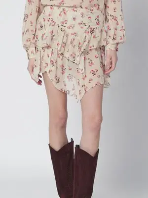 Isabel Marant Étoile Floral Print Ruffled Mini Skirt - Beige
