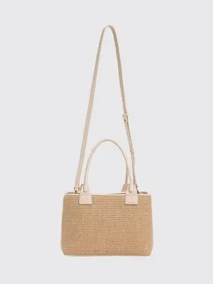 TWINSET Raffia Shoulder Bag With Embroidered Logo