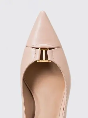 TWINSET Sheepskin Leather Pumps With Stiletto Heel - Peach