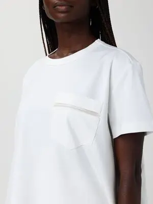 Fabiana Filippi Stretch Viscose Blend T-shirt With Pocket Detail - White