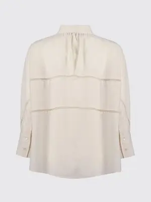 Fabiana Filippi Oversized Shirt In Fresh Wool With Diamond Thread