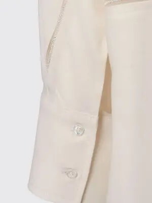 Fabiana Filippi Oversized Shirt In Fresh Wool With Diamond Thread