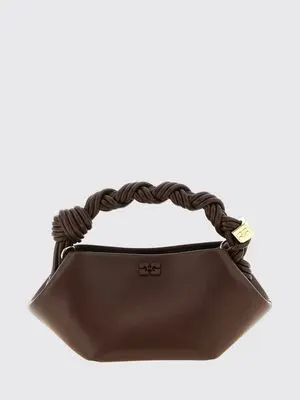 GANNI Recycled Leather Butterfly Logo Handbag With Braided Handle - Brown