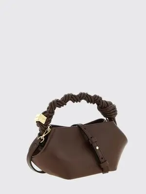GANNI Recycled Leather Butterfly Logo Handbag With Braided Handle - Brown