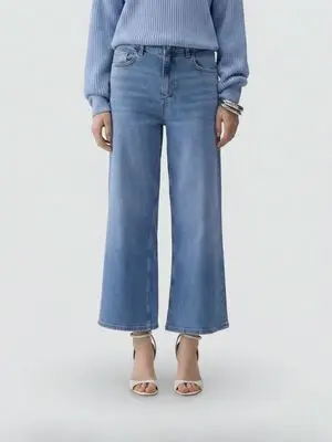 Liu Jo Cropped Wide-leg Jeans In Stretch Denim