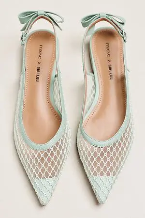 BIBI LOU Maeve X Slingback Flats - Aloe