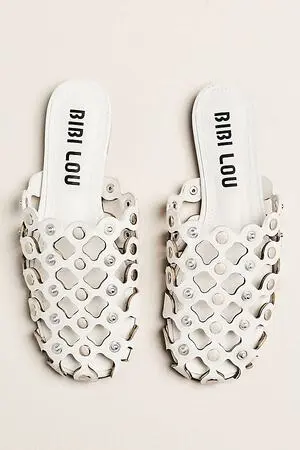 BIBI LOU Grommet Embellished Mules - Blanco