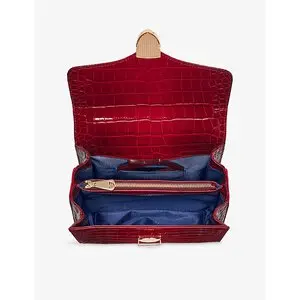 ASPINAL OF LONDON Mayfair Croc-embossed Leather Top-handle Bag - Cherry