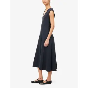 FRAME Flared Cotton Midi Dress