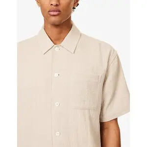 FRAME Open Weave Short-sleeves Cotton-blend Shirt