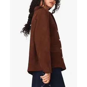 Maje Relaxed-fit Suede Jacket - Chocolate