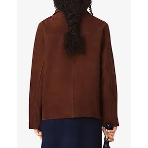 Maje Relaxed-fit Suede Jacket - Chocolate