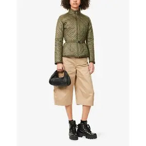 Moncler Floral-quilted Short Down Jacket - Olive