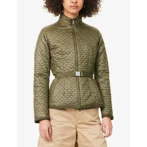 Moncler Floral-quilted Short Down Jacket - Olive