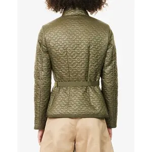 Moncler Floral-quilted Short Down Jacket - Olive