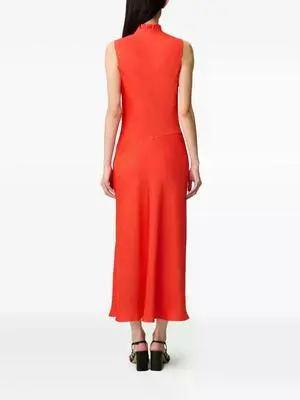 Claudie Pierlot High Neck Ruffled Midi Dress - Red
