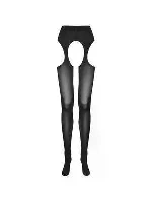 MAISON CLOSE Open Garter Tights - Black