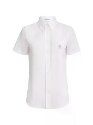 Brunello Cucinelli Embroidered Logo Pocket Shirt - White