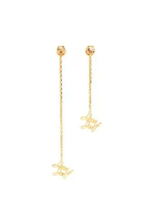 Dsquared2 Chain Script Earrings - Gold