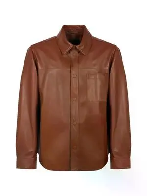 SLOWEAR Button Front Leather Shirt