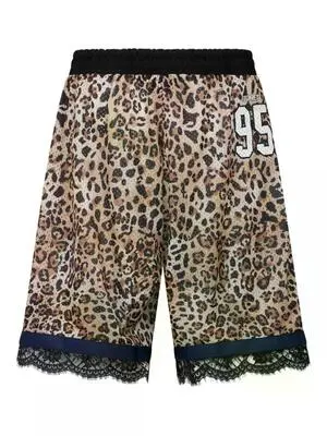 Dsquared2 Wild2 Jersey Shorts With Lace Trim - Brown