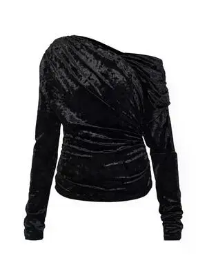 GANNI Long-sleeve One-shoulder Top - Black