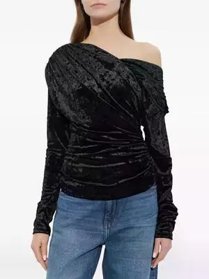 GANNI Long-sleeve One-shoulder Top - Black