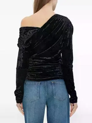 GANNI Long-sleeve One-shoulder Top - Black