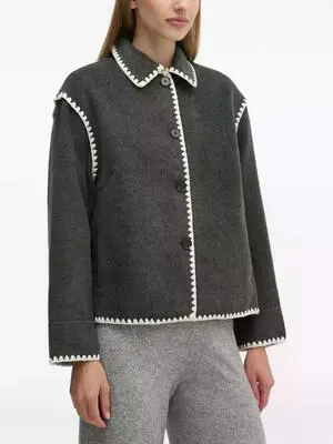 OUI Contrast-trim Button Jacket
