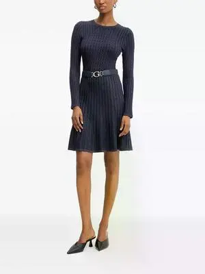 Guess Long-sleeved Belted Mini Dress - Blue