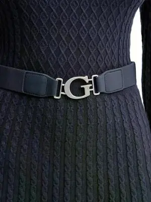 Guess Long-sleeved Belted Mini Dress - Blue