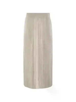 Brunello Cucinelli Ribbed Knit Midi Skirt