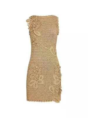 Oscar De La Renta Flower-motif Mini Dress - Neutrals