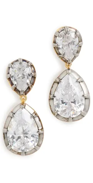 Shashi Pear Georgian Cut Dangle Earrings - Gold/silver