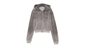 Alexander Wang Allover Hotfix Shrunken Zip Up Hoodie - Titanium