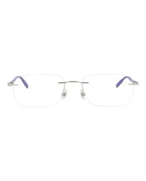 Montblanc Square-Frame Metal Optical Frames Silver Blue Transparent (mb0221o/30012160/003)