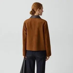 Theory Boxy Suede Patch Pocket Jacket - Rust