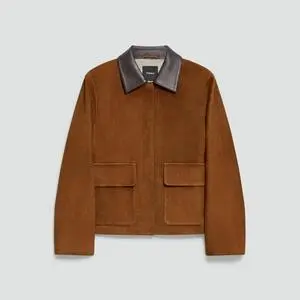 Theory Boxy Suede Patch Pocket Jacket - Rust