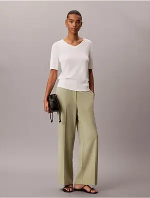 Calvin Klein Stretch Crepe Travel Pants - Tea