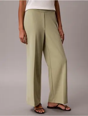 Calvin Klein Stretch Crepe Travel Pants - Tea
