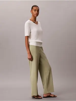 Calvin Klein Stretch Crepe Travel Pants - Tea