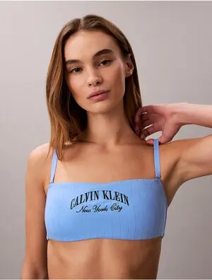 Calvin Klein Heritage Classic Cotton Stretch Lightly Lined Bandeau Bralette - Blue Descent