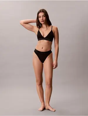 Calvin Klein Icon Cotton Modal Metallic Lightly Lined Triangle Bralette - Black